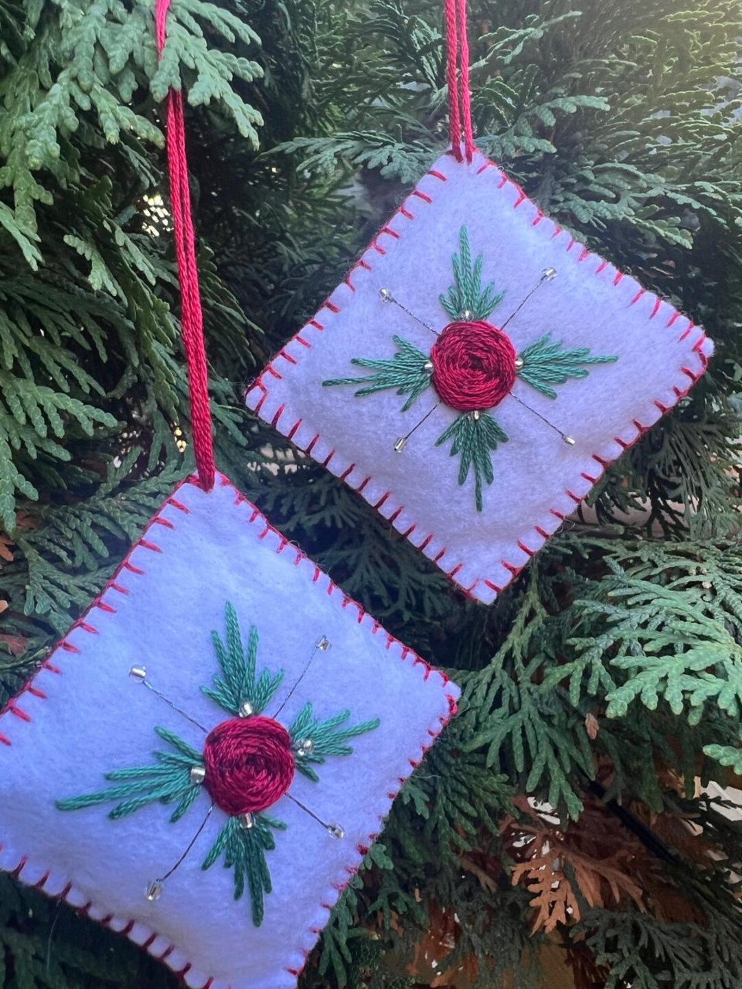 Square Felt Christmas Ornament – Handmade Gifts, Embroidered Felt ...