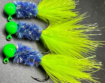 Custom Round Head Hand Tied Crappie Jigs (mustad Sickle Hooks Only) - Etsy