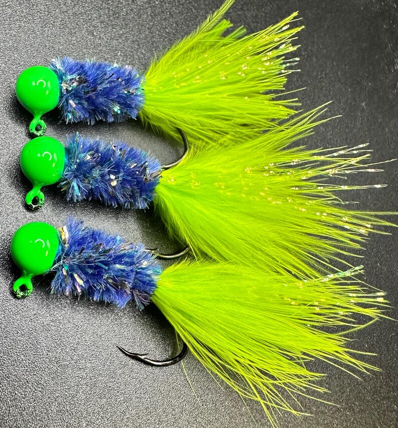 Custom Round Head Hand Tied Crappie Jigs (mustad Sickle Hooks Only) - Etsy