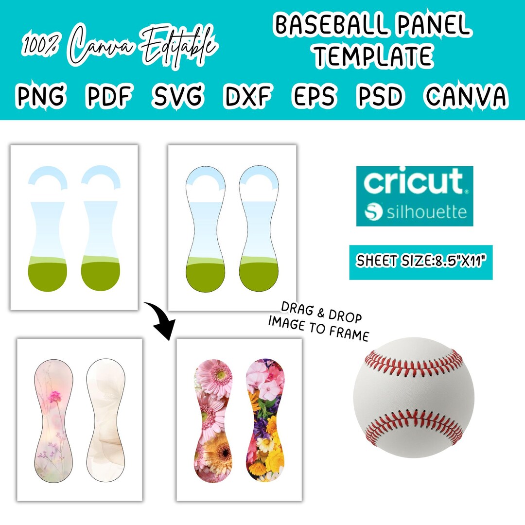 Baseball Panel Canva Editable Template,drag and Drop Customizable Frame ...