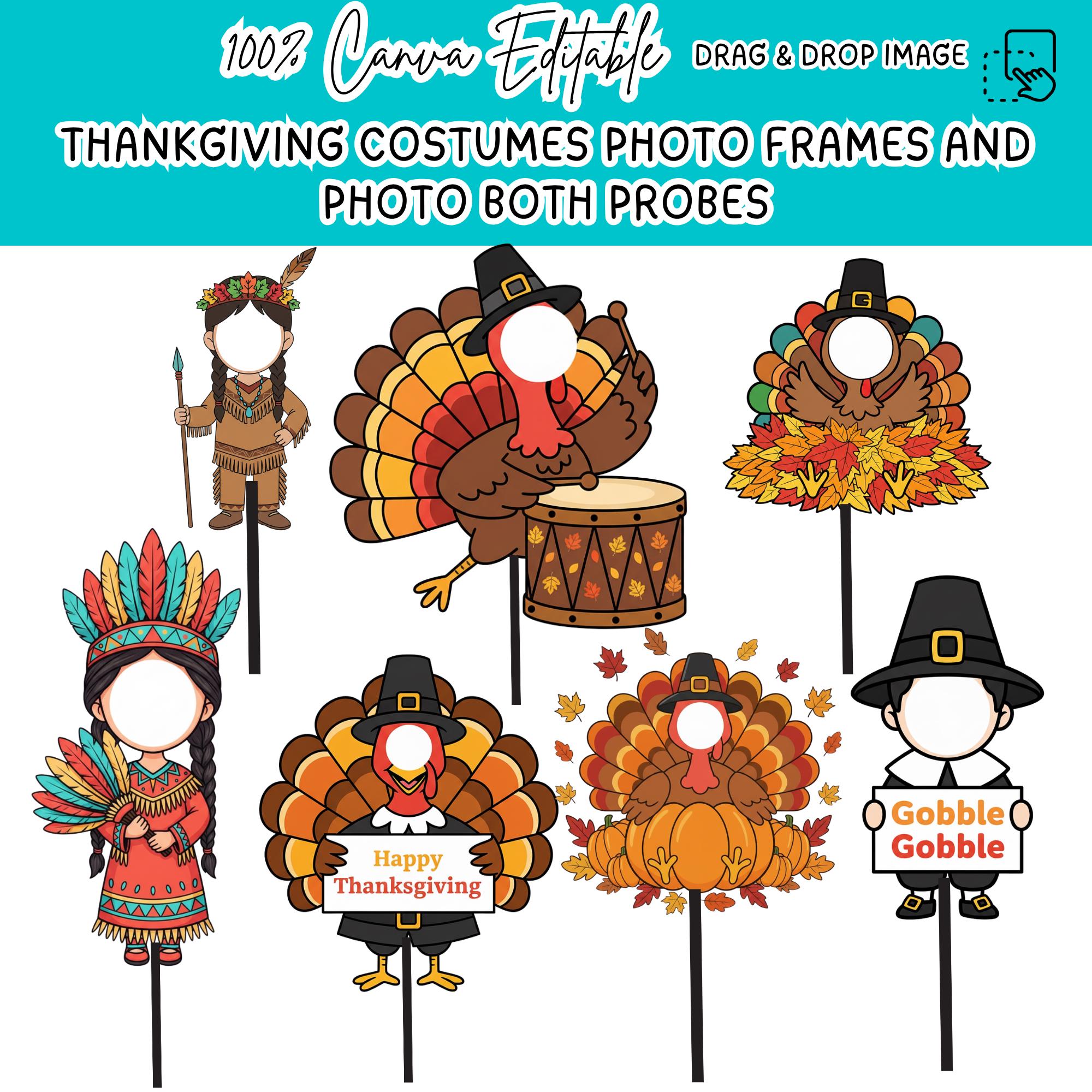 Thanksgiving Characters Photo Frame Photo Both Probe Add Your Photo ...