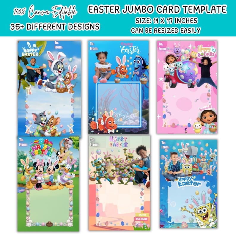 35+ Jumbo Easter Card Template Bundle,cartoon Themed Jumbo Pack Easter ...