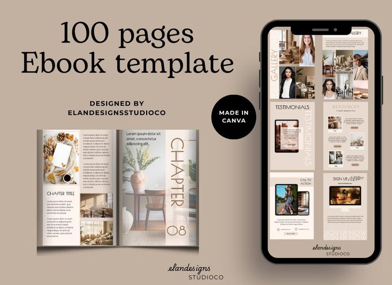 100 Page Ebook Template Canva Editable Template Guide Book Course ...