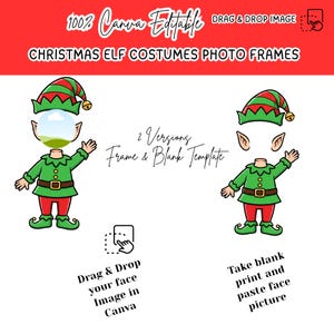 10x Christmas Elf Costumes Add Your Own Photo Face, DIY Elf Yourself ...