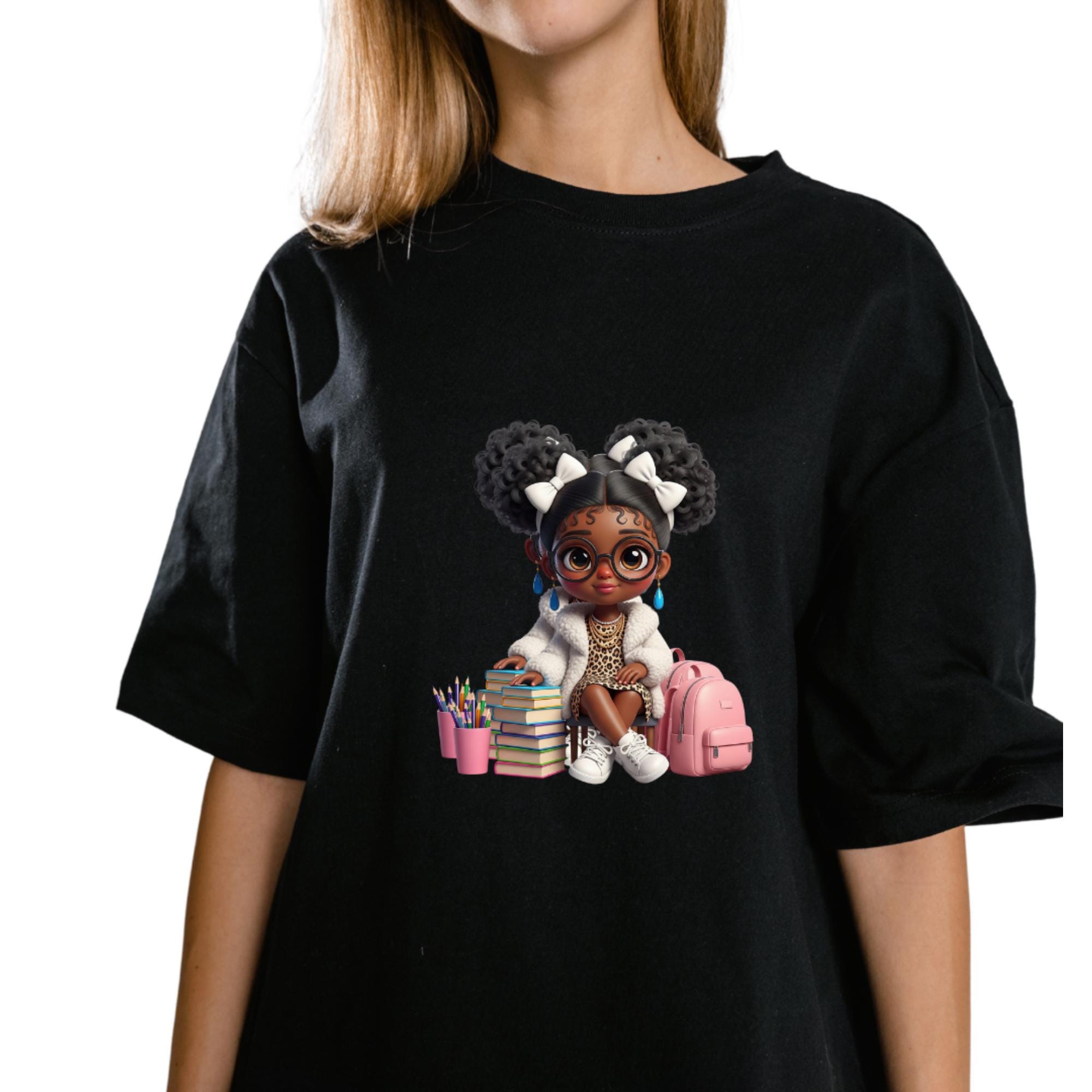 Black Girl Back to School Clipart: Afro Girls With Books (PNG Digital ...