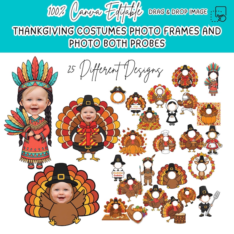 Thanksgiving Characters Photo Frame Photo Both Probe Add Your Photo ...