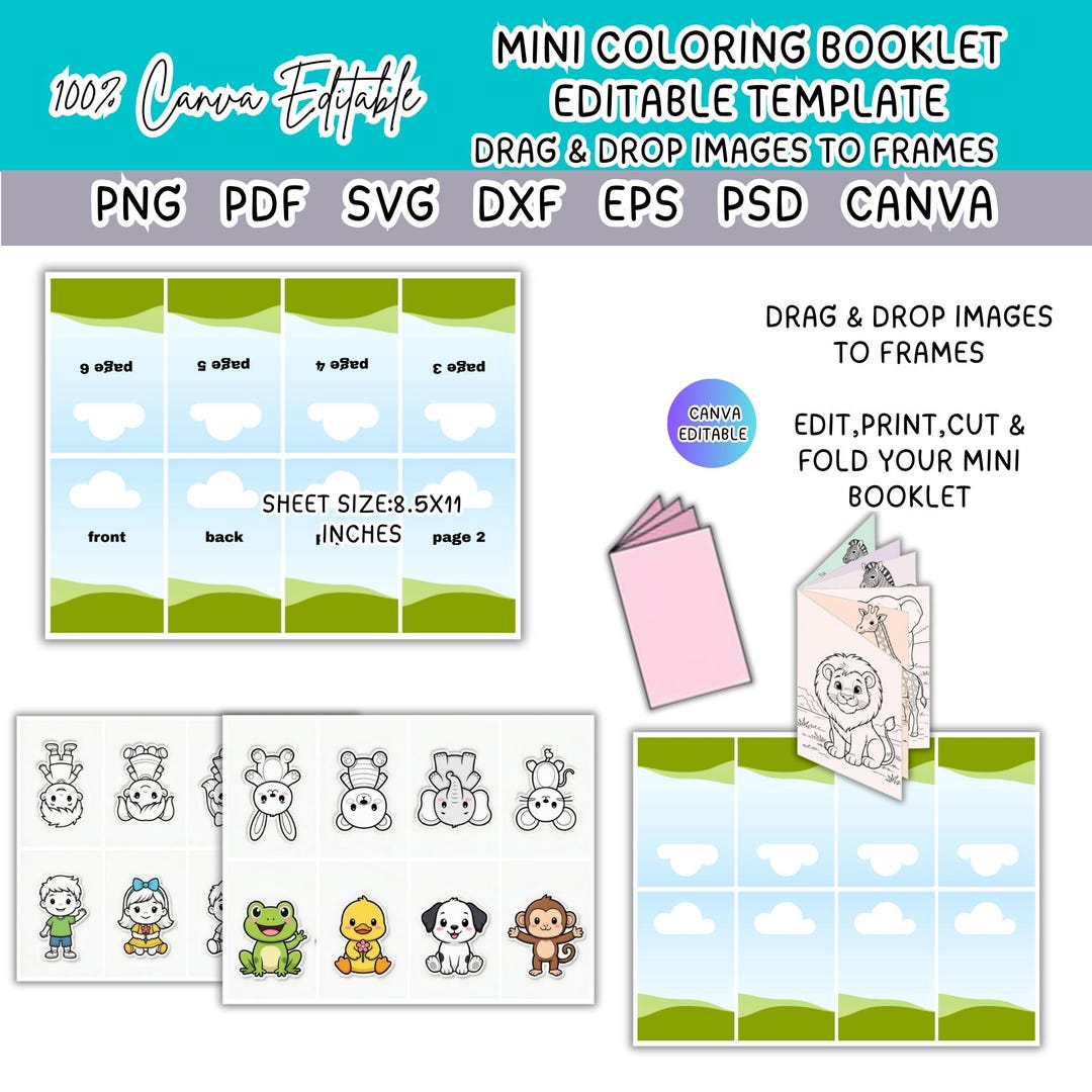 Editable Mini Coloring Book Template,booklet Canva Editable DIY ...