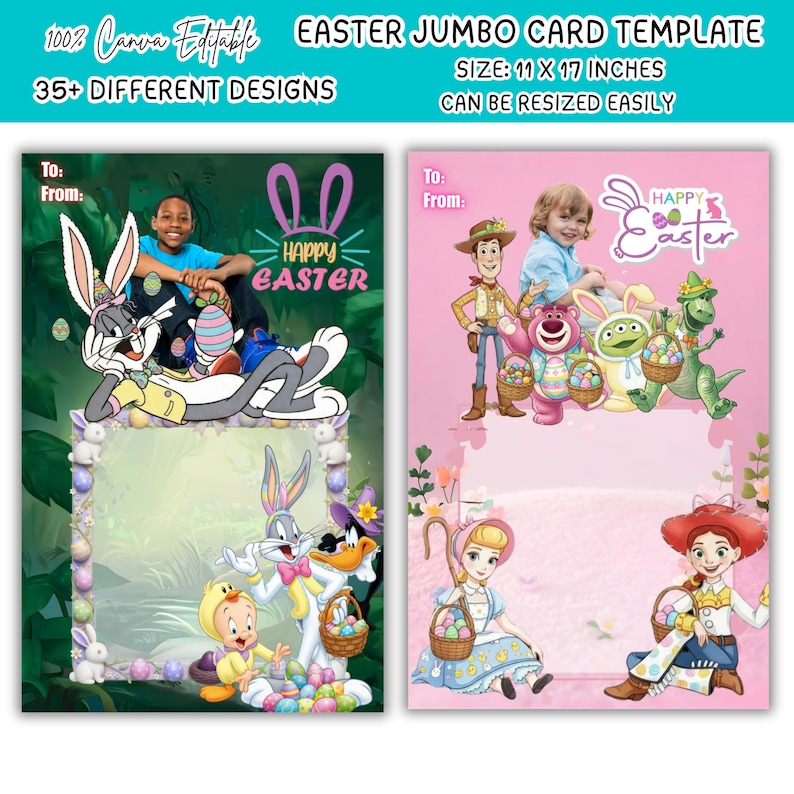 35+ Jumbo Easter Card Template Bundle,cartoon Themed Jumbo Pack Easter ...