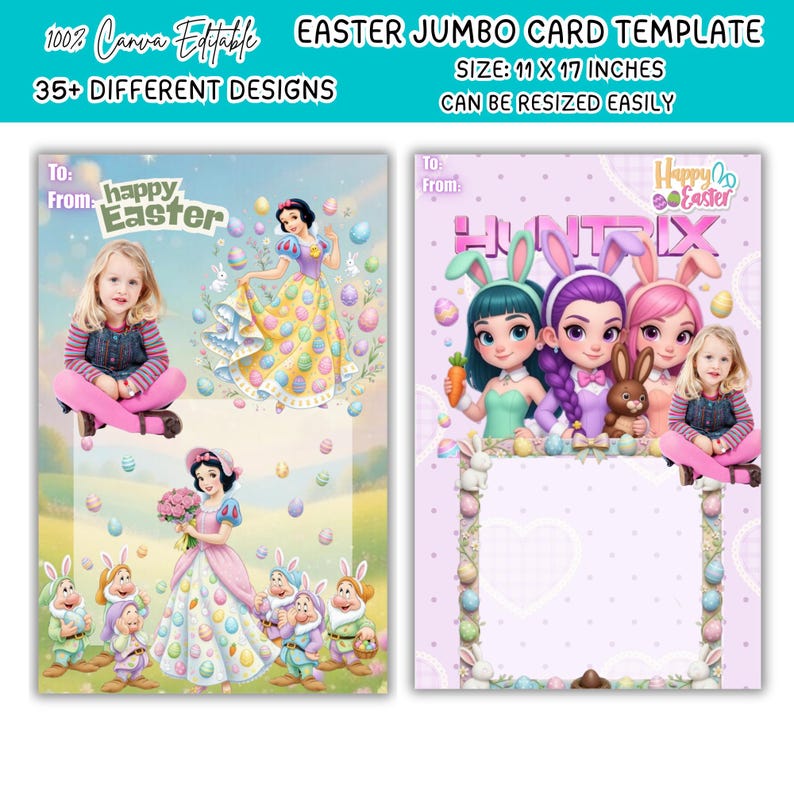 35+ Jumbo Easter Card Template Bundle,cartoon Themed Jumbo Pack Easter ...