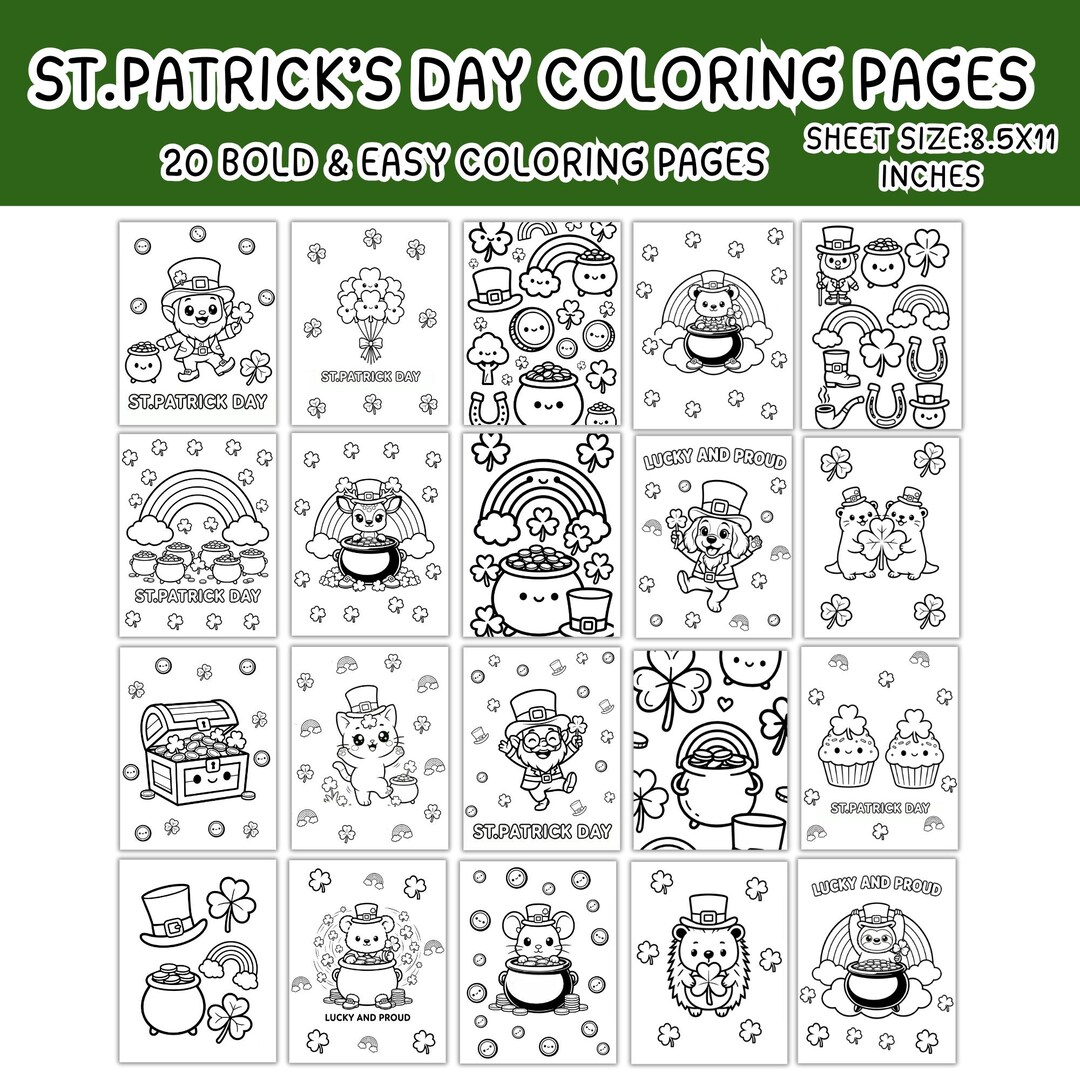 St Patrick Coloring Pages Bundle,easy Coco Wyo St Paddys Coloring Book ...