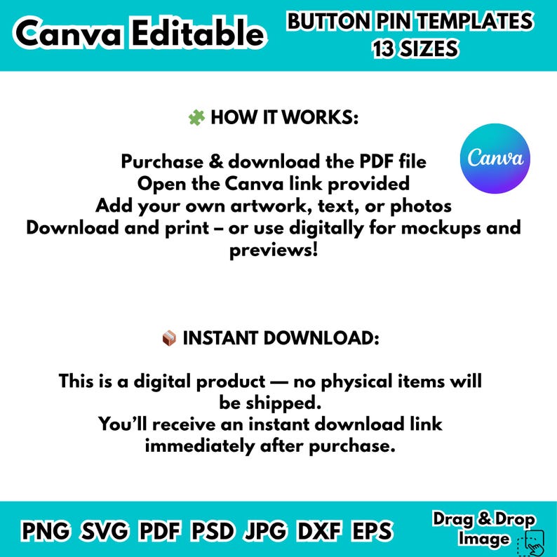 Button Pin Template Bundle Editable Canva Frame Sublimation 2 3.5 1.75 ...