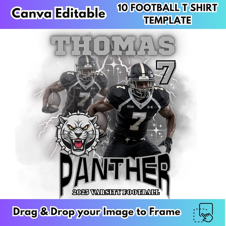 10 Editable Football T-shirt Template Bundle Canva Editable Custom ...