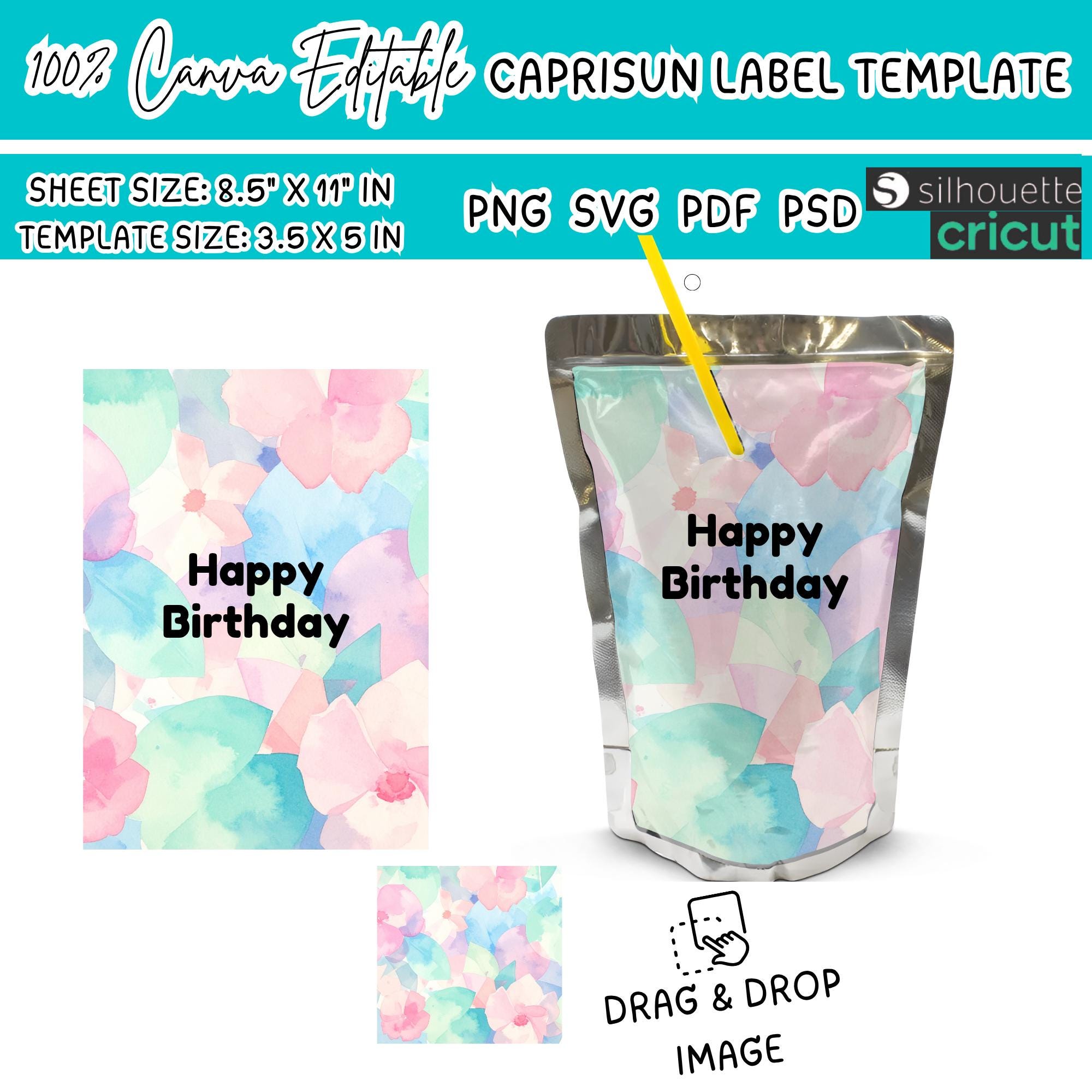 Capri Sun Canva Template Editable Juice Pouch Label Blank Caprisun ...