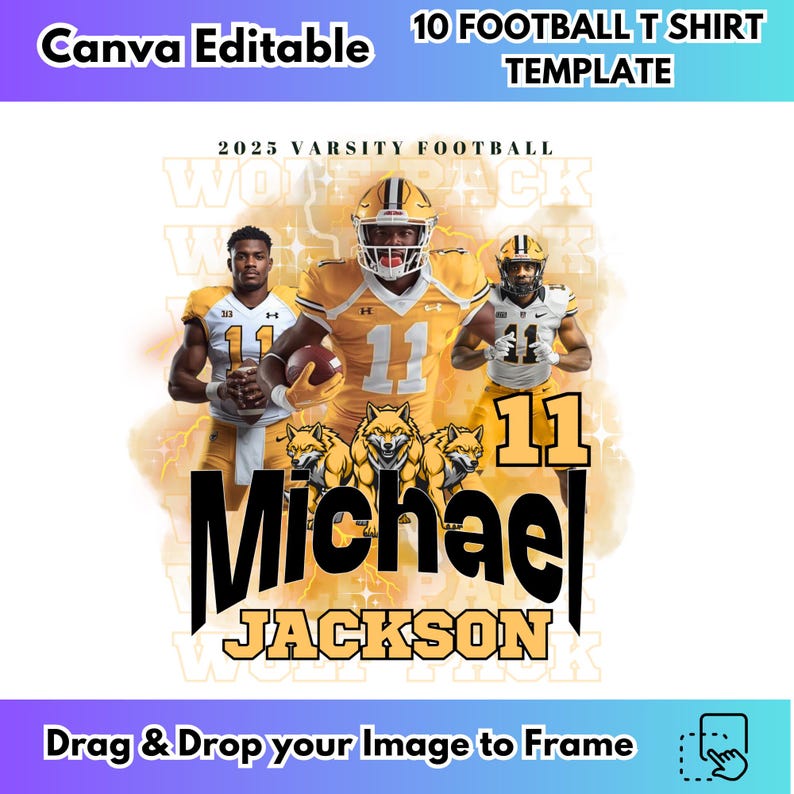 10 Editable Football T-shirt Template Bundle Canva Editable Custom ...