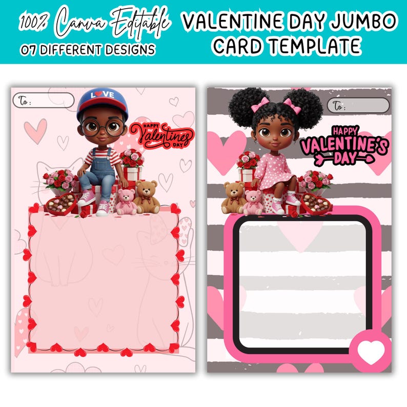 Valentine Jumbo Pack Cards Canva Editable Template,girls Boys Kids ...