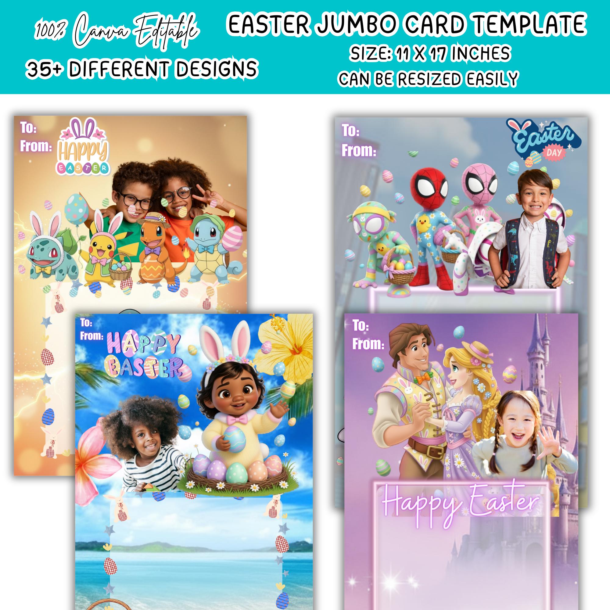 35+ Jumbo Easter Card Template Bundle,cartoon Themed Jumbo Pack Easter ...