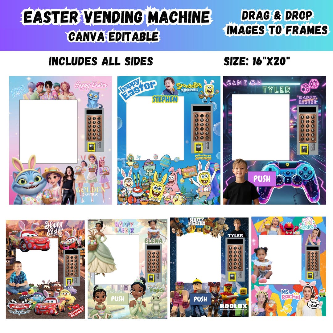 7 Editable Easter Vending Machine Template All Sides,diy Printable ...