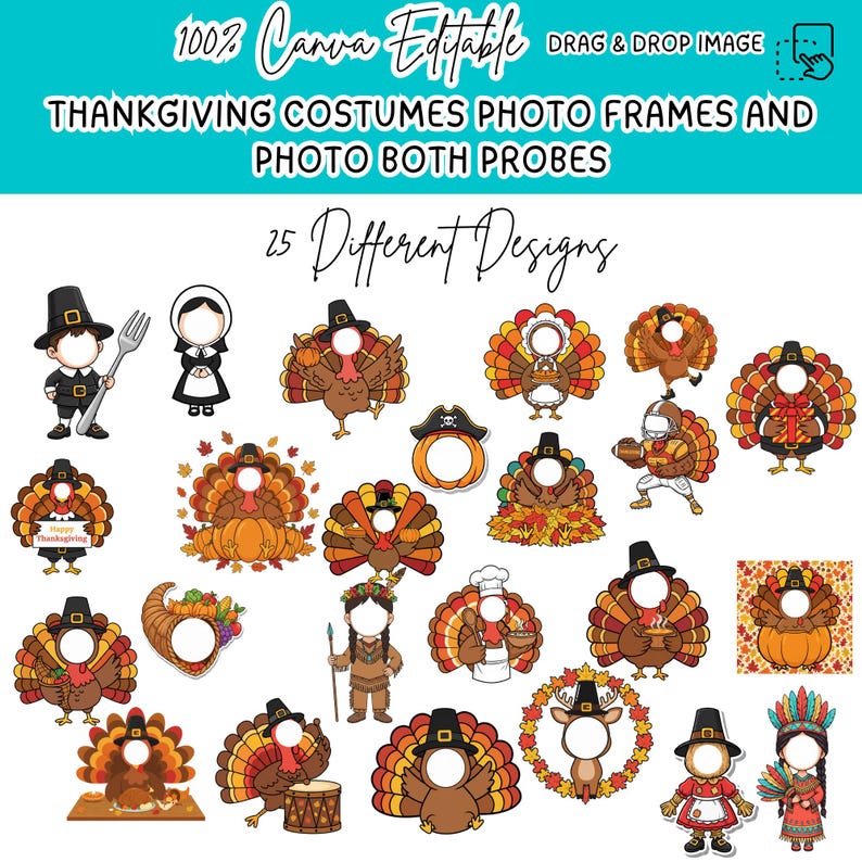 Thanksgiving Characters Photo Frame Photo Both Probe Add Your Photo ...