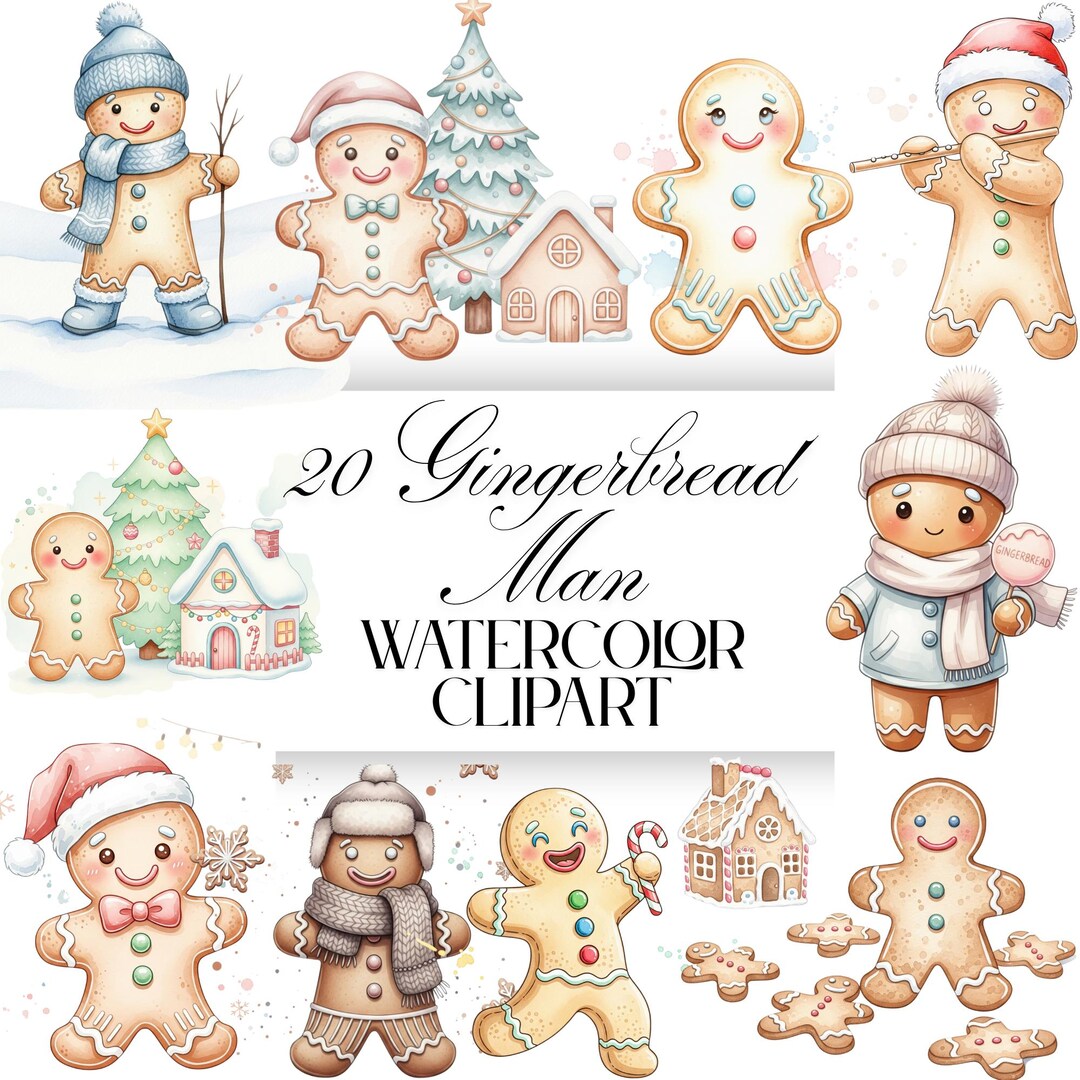 Watercolor Gingerbread Clipart Bundle, Soft Colors Gingerbread ...