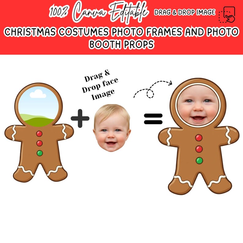 40+ Christmas Costumes Photo Booth Props Add Your Own Face Photo Bundle ...