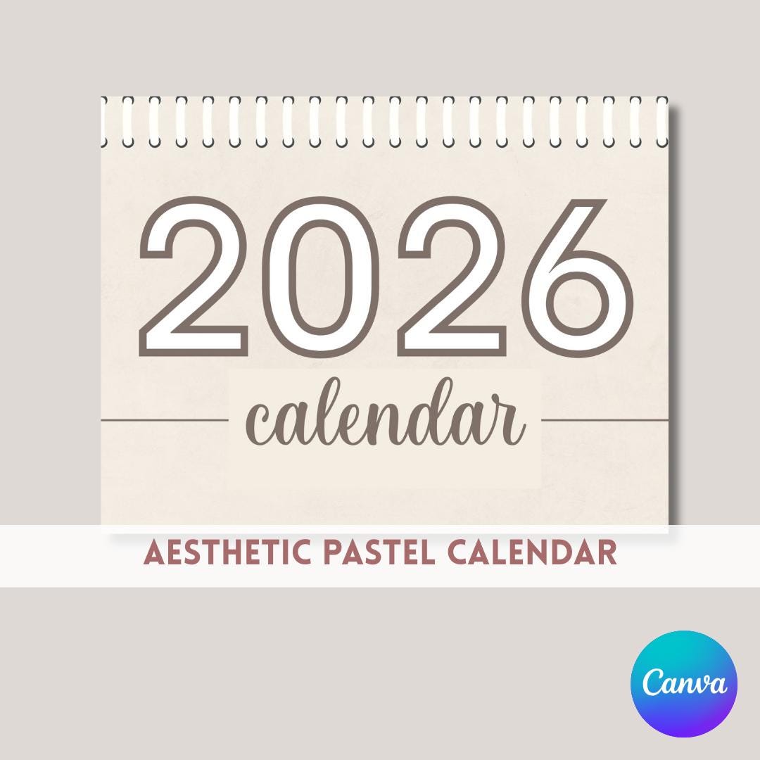 Editable Aesthetic Pastel Calendar 2026 | Printable Monthly Planner PDF ...