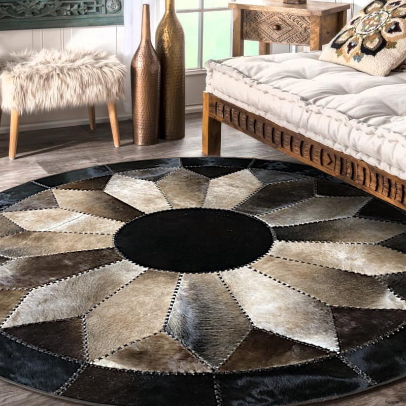 4 Round Cowhide Area Rug - Etsy