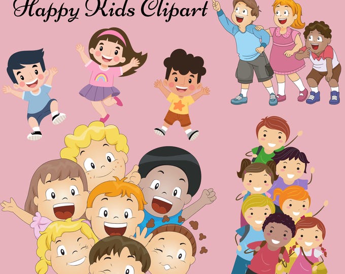 40 Kids Clipart, School Children Clipart, Cute Kids in Summer Clothes ...