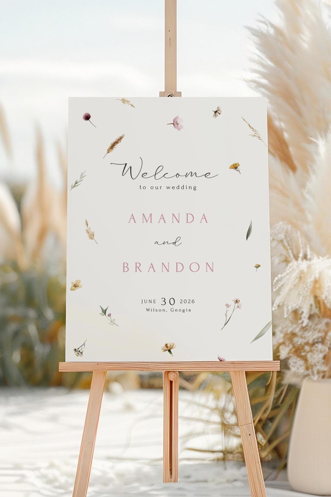 Wildflower Wedding Welcome Sign Template Floral Printable Welcome Sign ...