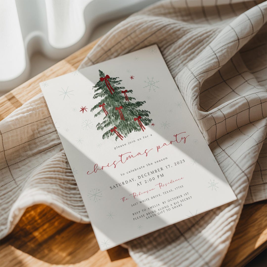 Christmas Party Invitation Template Editable Holiday Party Invite With ...