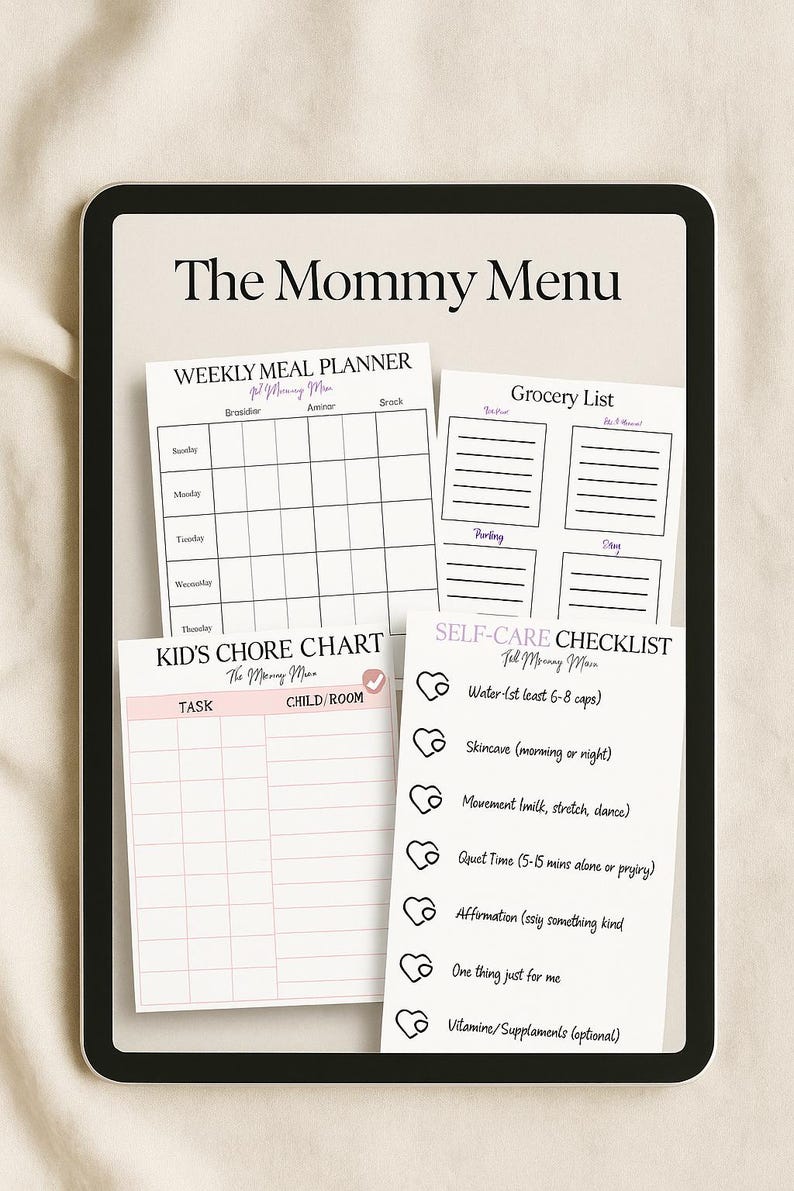 The Mommy Menu Printable Planner Kit | Weekly Meal Plan, Grocery List ...
