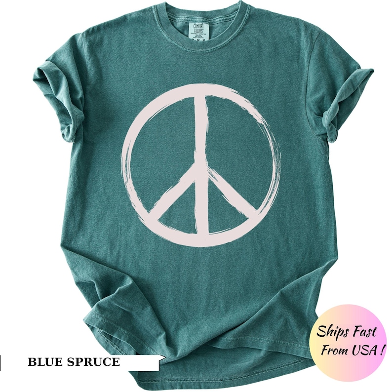 Comfort Colors Peace Sign Shirt, Unisex Fit – Retro Distressed Peace ...