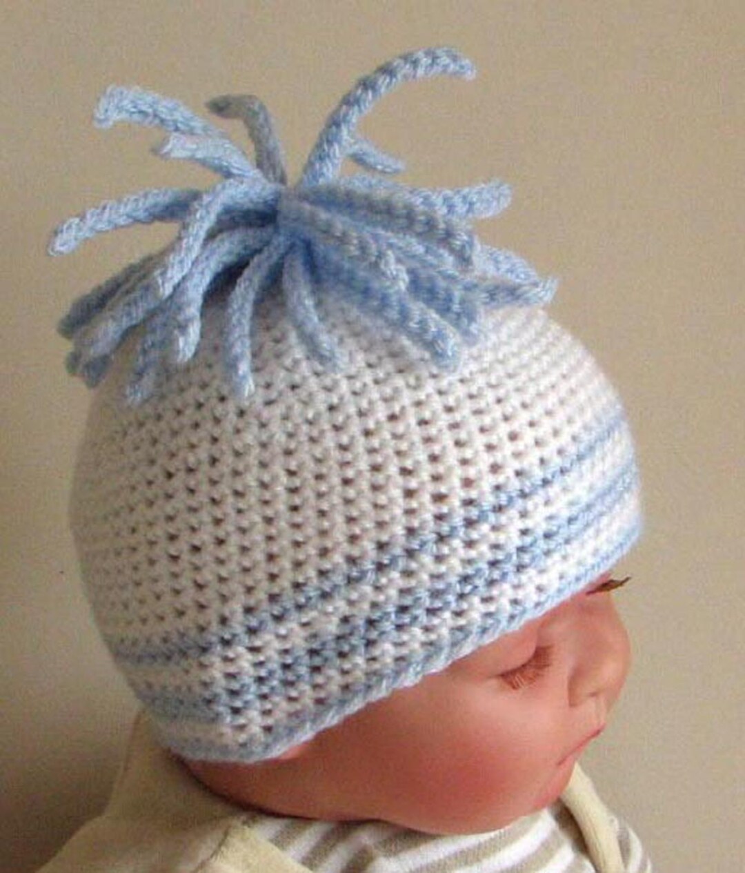 Crochet Pattern for Cute Baby Beanie With Stripes and Tassel Trim ...