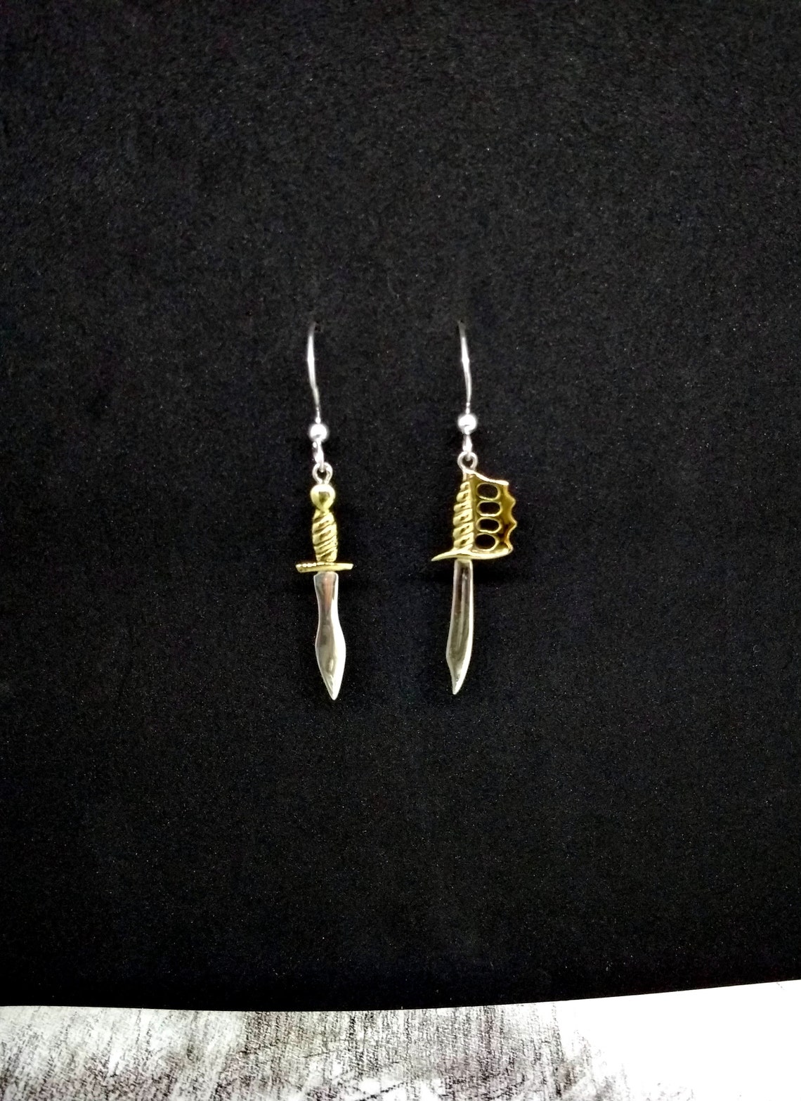 Tiny Dagger and Fist Knife Earrings Pair Dagger Jewelry - Etsy