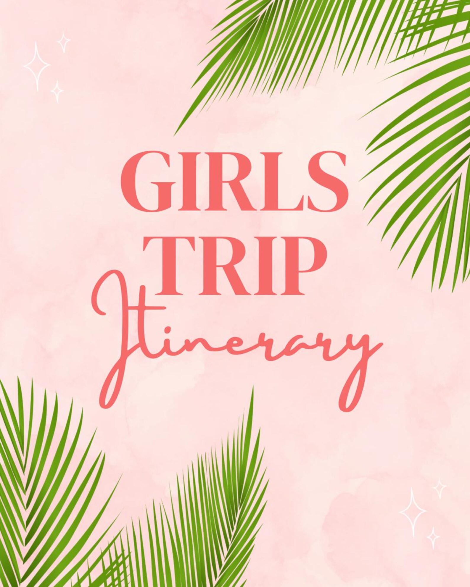 Tropical Girls Trip Itinerary Template | Editable Canva Vacation ...