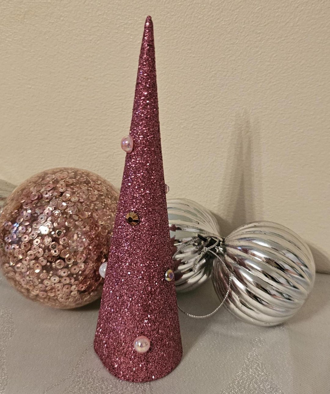 Pink Glitter Cone Christmas Tree | Handmade Festive Ornament With ...