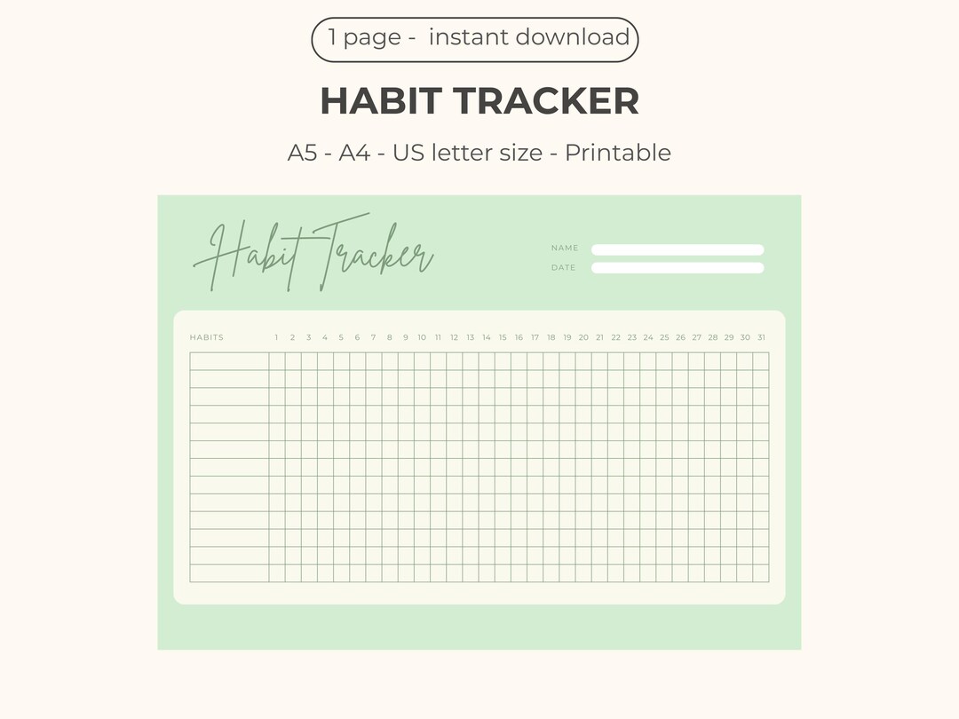Daily Habit Tracker, Daily Routine Planner in English, Printable ...