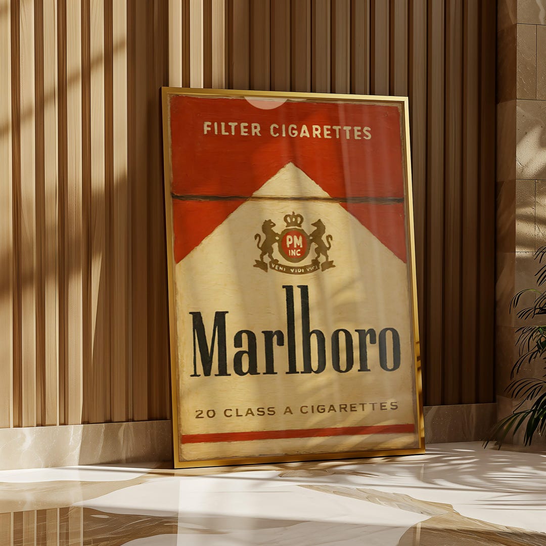 Marlboro Digital Print • Vintage Cigarette Pack Wall Art • Retro ...