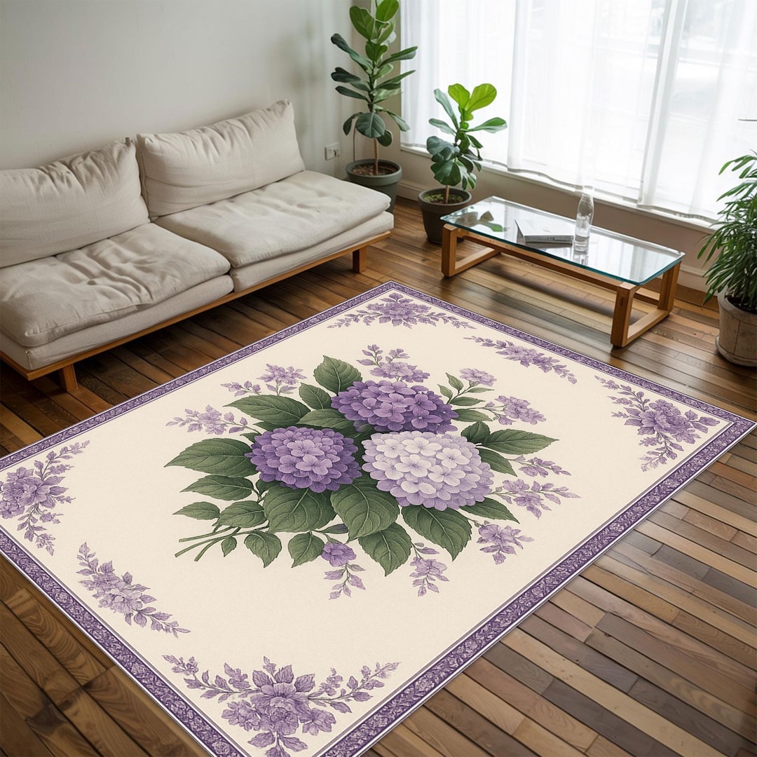 Purple Floral Bouquet Rug, Elegant Classic Home Decor - Etsy