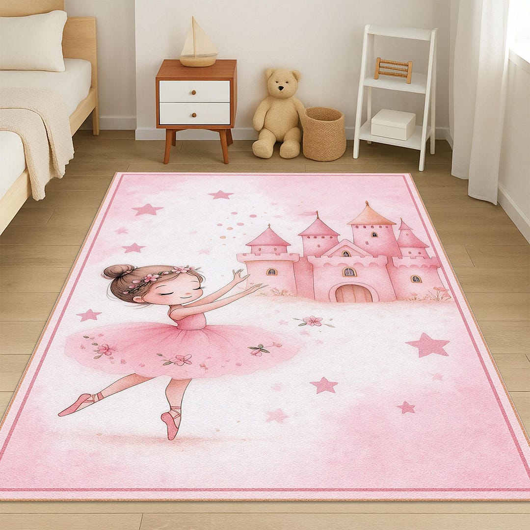 Pink Ballerina Rug, Princess Castle, Kids Nursery Decor - Etsy