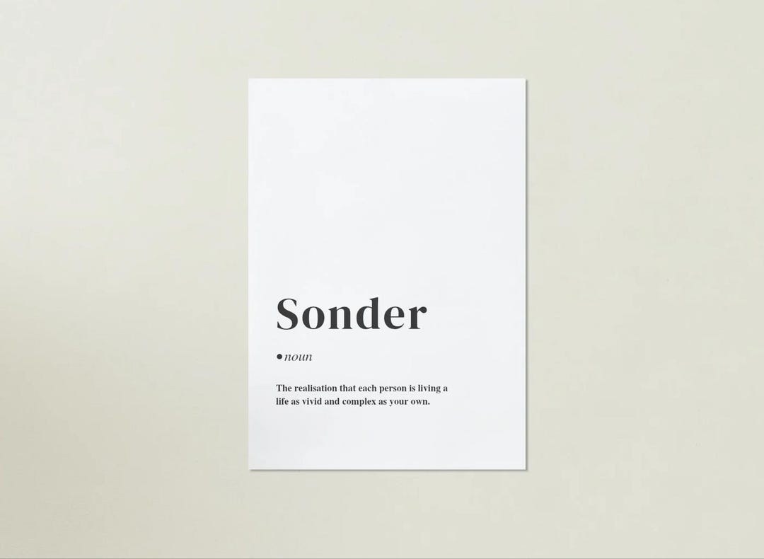 Sonder Word Definition Wall Art - Aesthetic & Minimalistic Print - Etsy