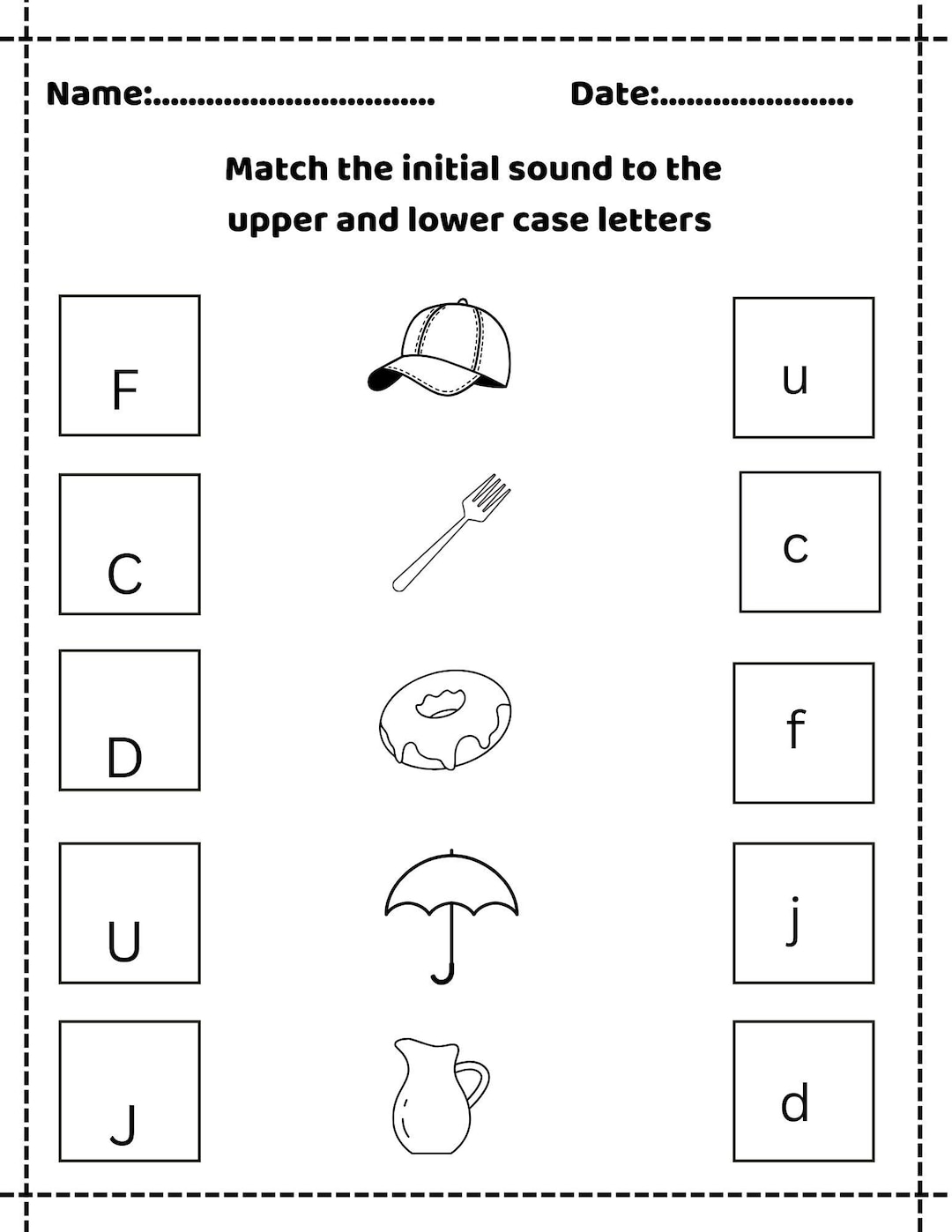 Letter Sound Matching Worksheets: Phonics Activity for Preschool ...