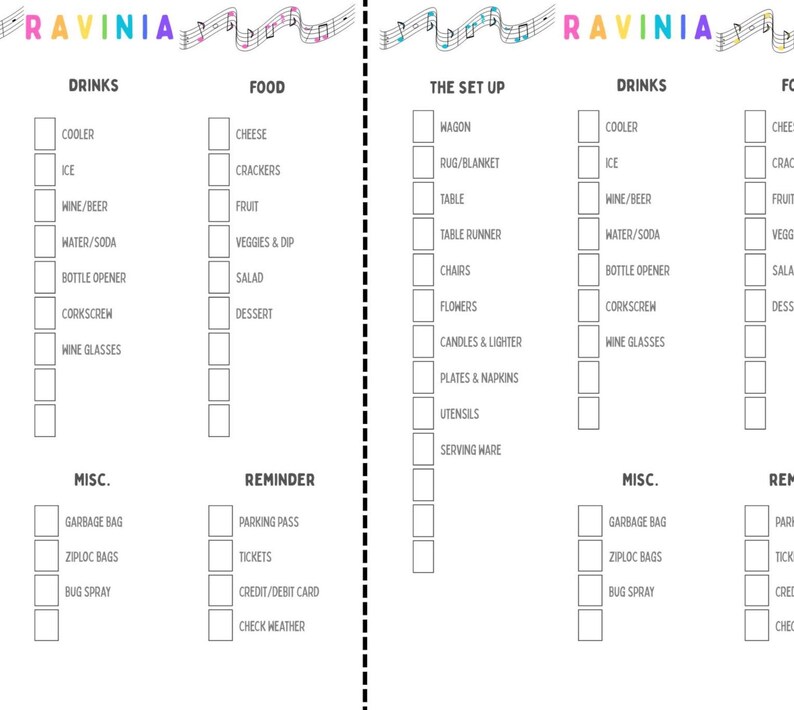 Ravinia Festival Checklist (the Ultimate Concert Checklist for a Night ...
