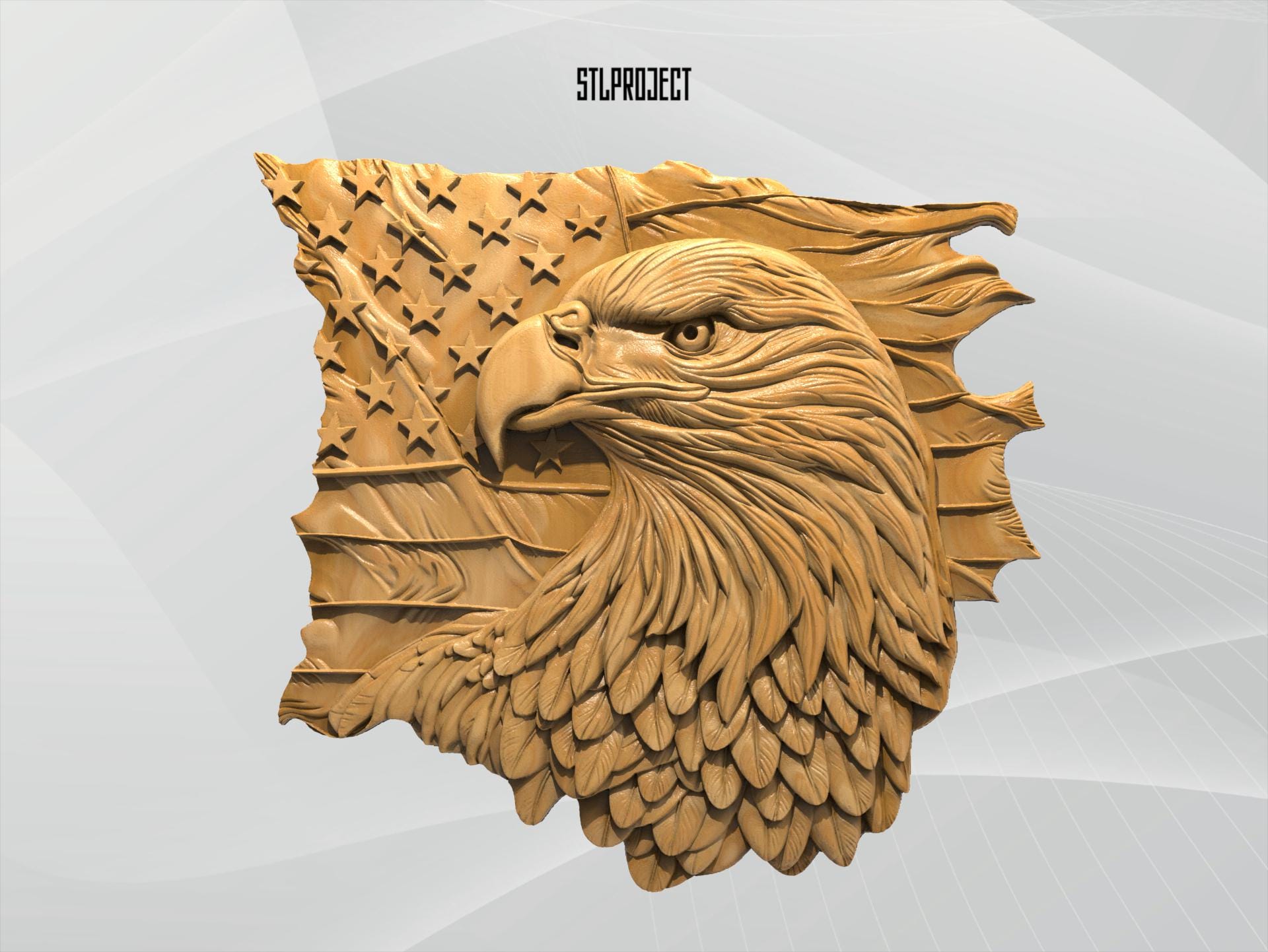 Eagle Flag USA 3D STL Relief Design - Ideal for CNC, Router, and 3D ...