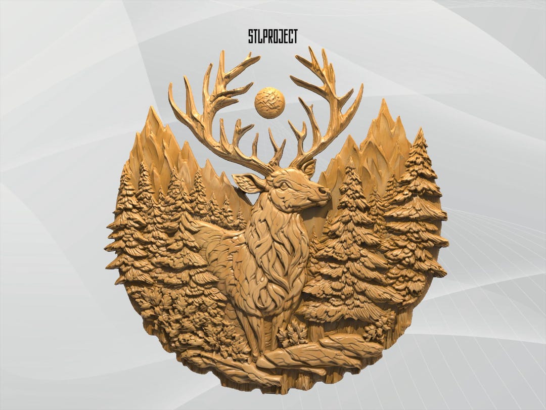 Deer 3D STL Relief Design - Ideal for CNC, Router, and 3D Printing ...