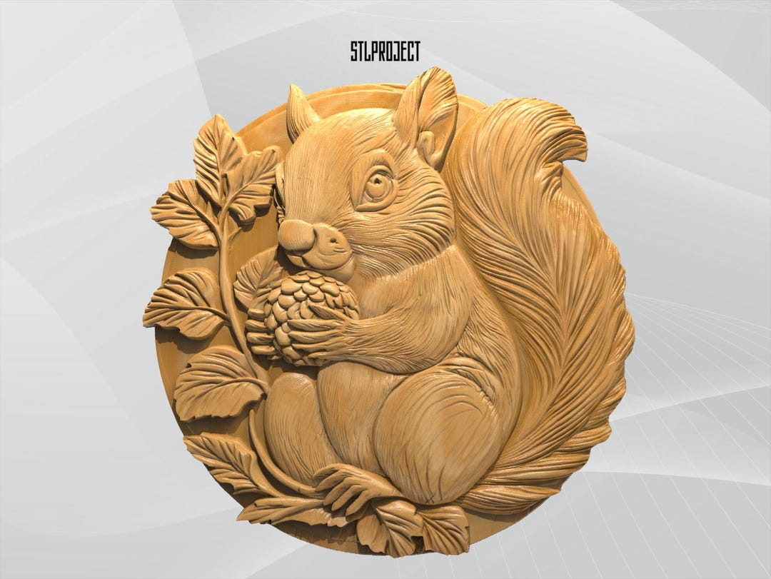Squirrel 3D STL Relief Design - Ideal for CNC, Router, and 3D Printing ...