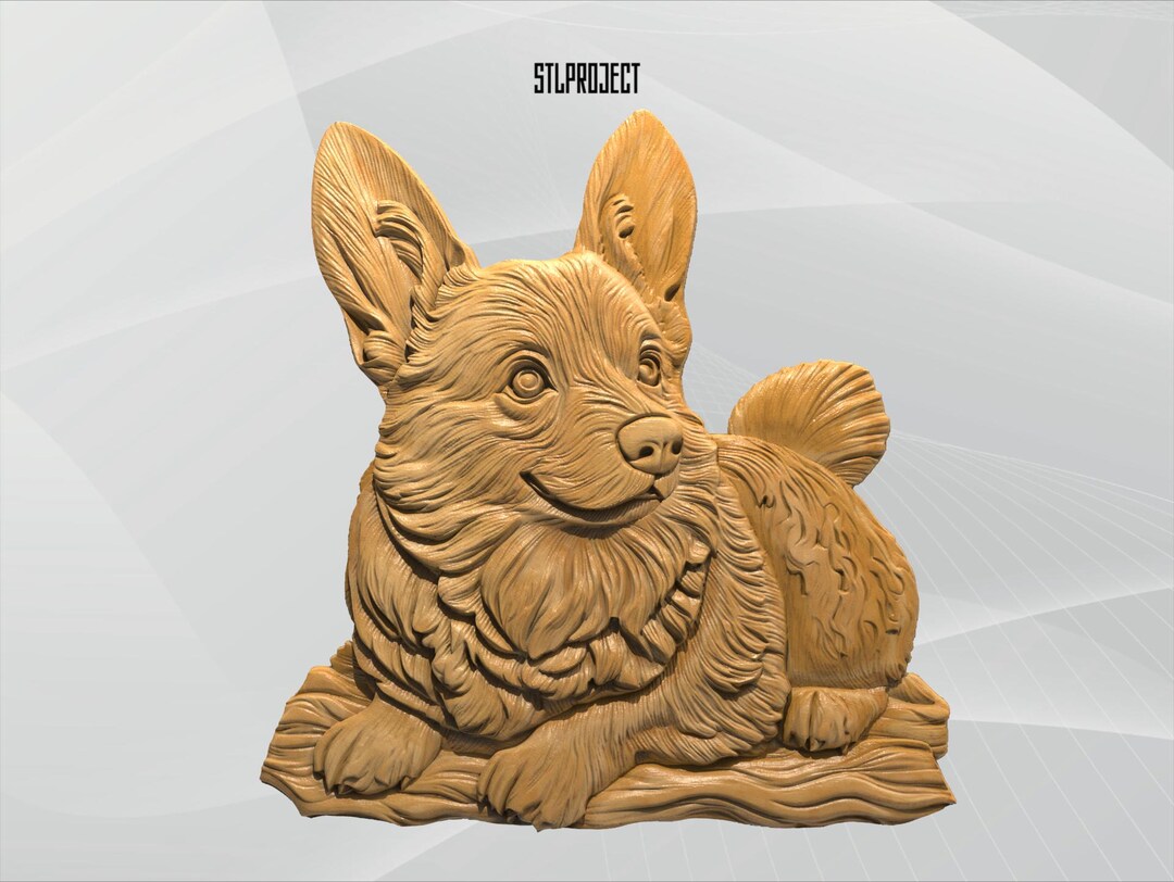 Corgi 3D STL Relief Design - Ideal for CNC, Router, and 3D Printing ...