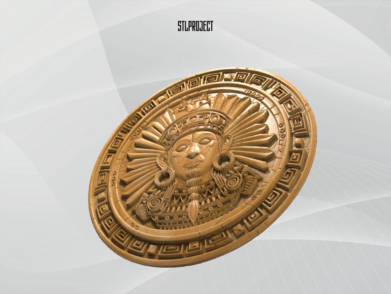Aztec Sculpture 3D STL Relief Design - Ideal for CNC, Router, and 3D ...