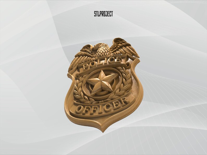 Police Badge 3D STL Relief Design - Ideal for CNC, Router, and 3D ...