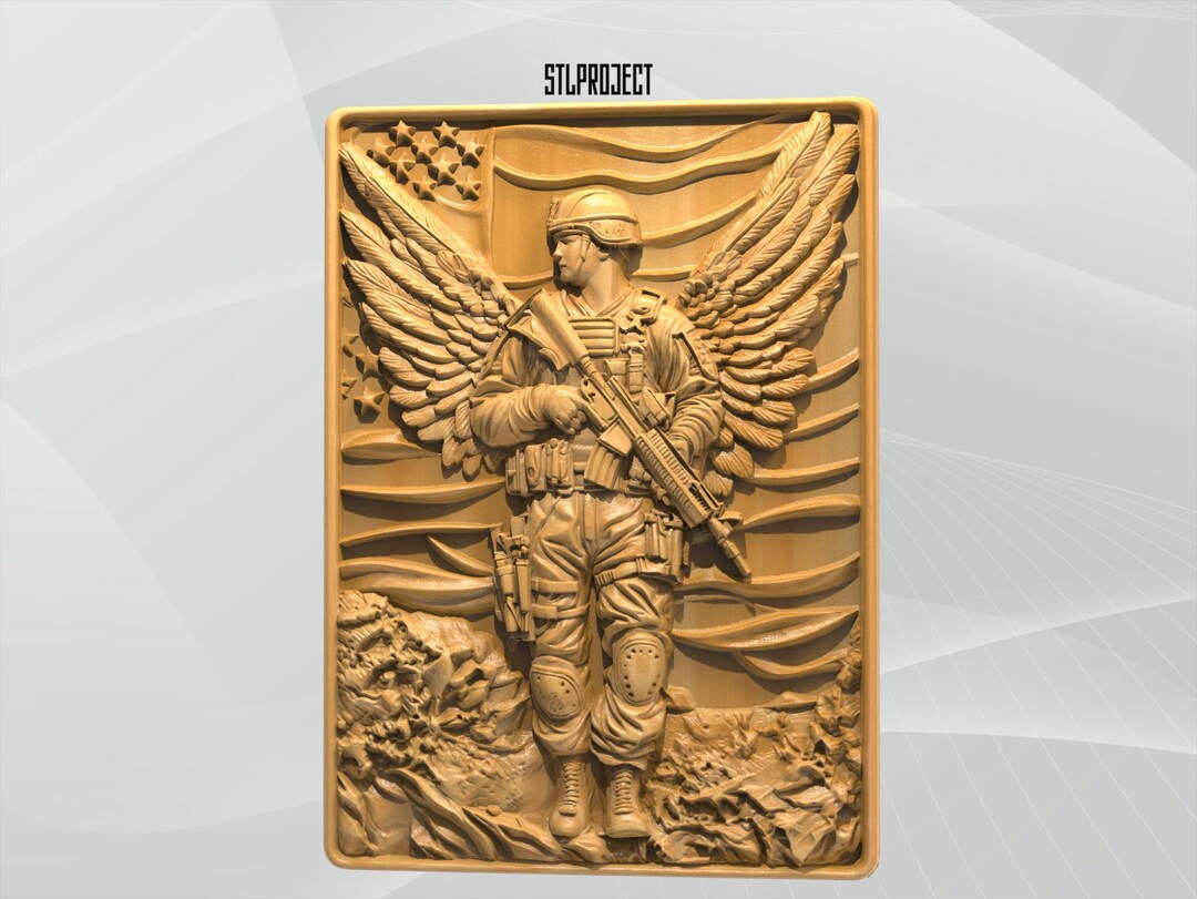Military Soldier 3D STL Relief Design - Ideal for CNC, Router, and 3D ...