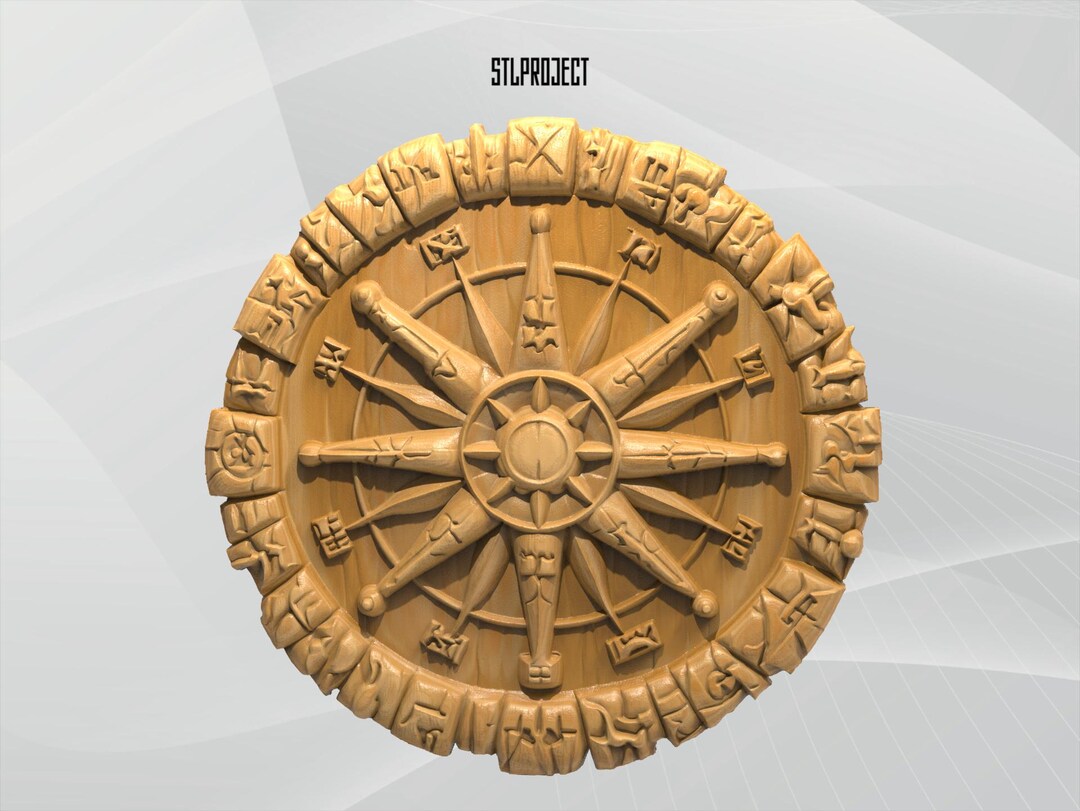 Viking Compass 3D STL Relief Design - Ideal for CNC, Router, and 3D ...